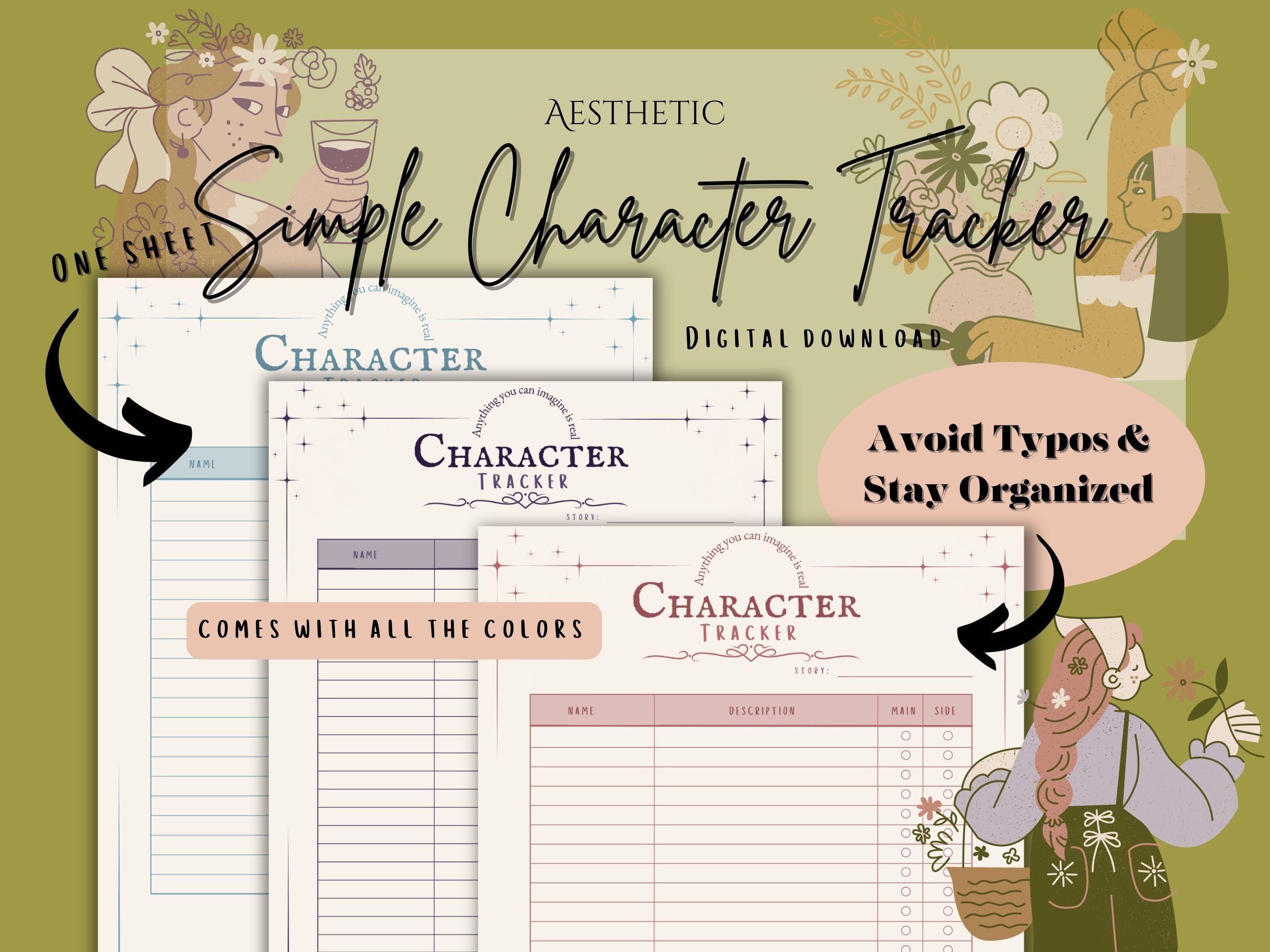 Printable Character Tracker for Novel Writers | Author's Character Development Sheet | Digital ...