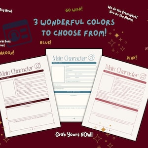 Main Character Worksheets|| Character Workbook, Digital or Printable ...