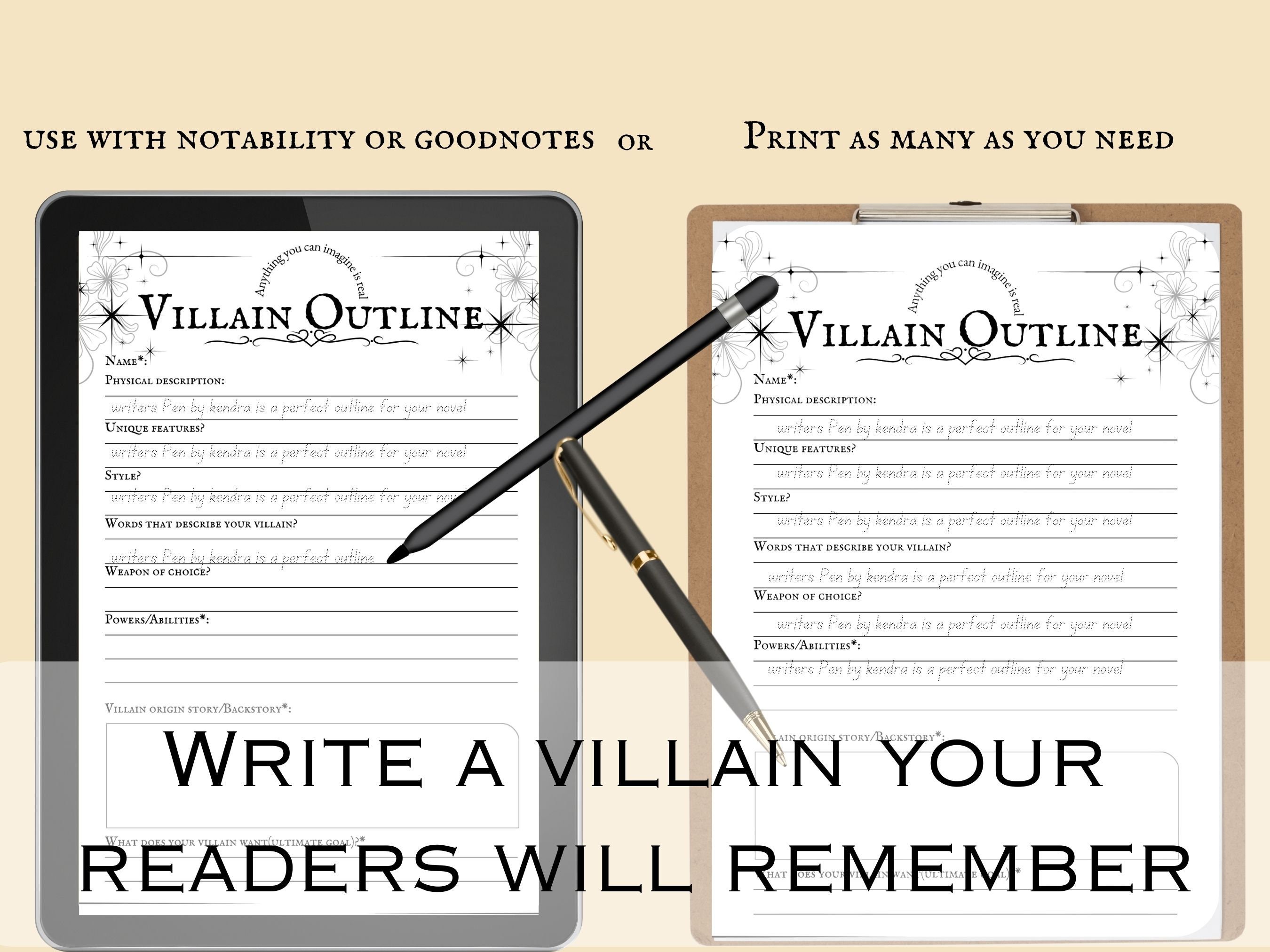 Villain Outline|| Villain Story Planner Worksheets, Novel Worksheets ...