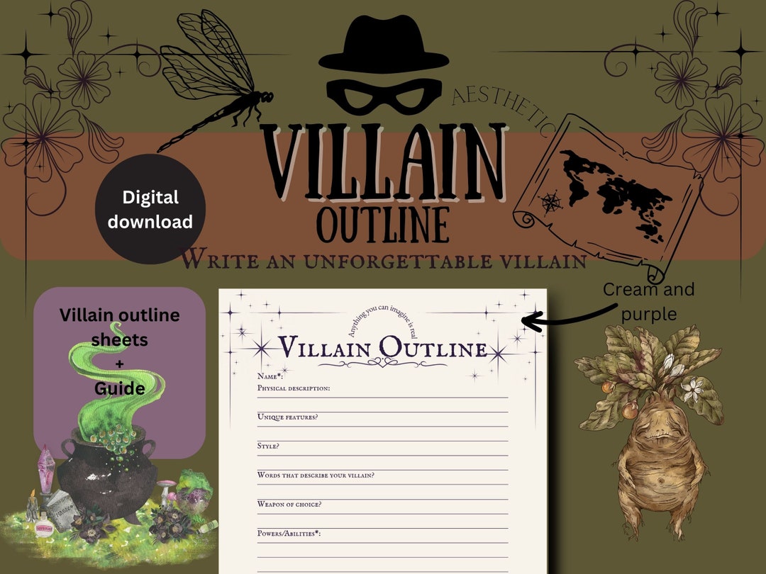 Villain Outline|| Villain Story Planner Worksheets, Novel Worksheets ...