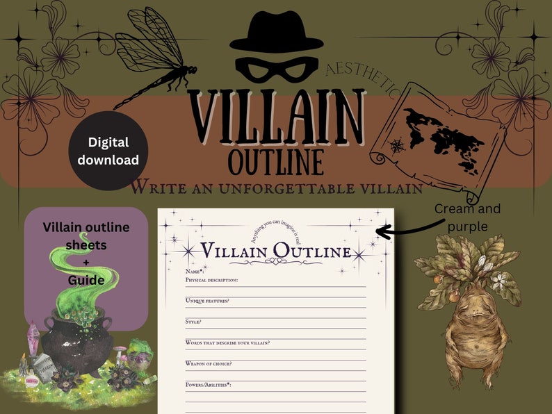 Villain Outline|| Villain Story Planner Worksheets, Novel Worksheets ...