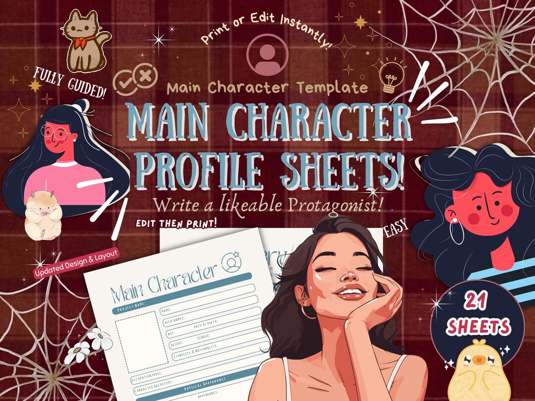 Main Character Worksheets|| Character Workbook, Digital or Printable ...