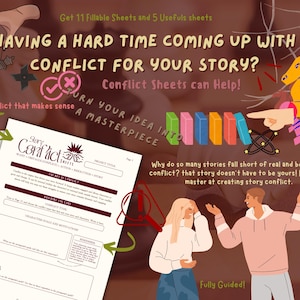 Story Conflict Worksheet Template for Writers | Plot Development Tool ...