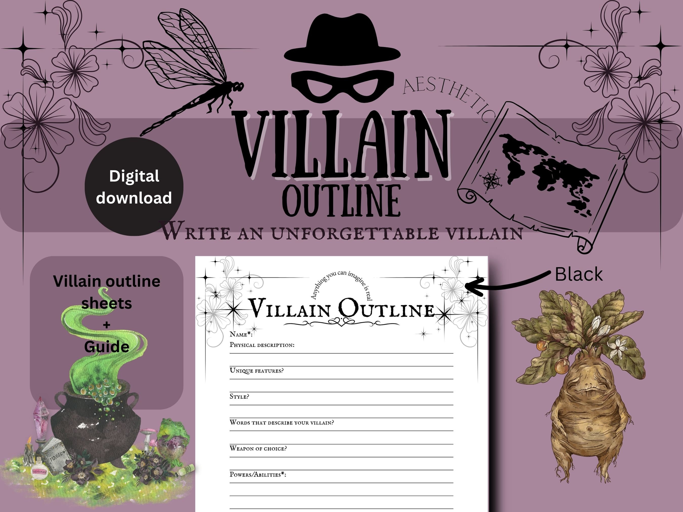 Villain Outline Villain Story Planner Worksheets, Novel Worksheets ...