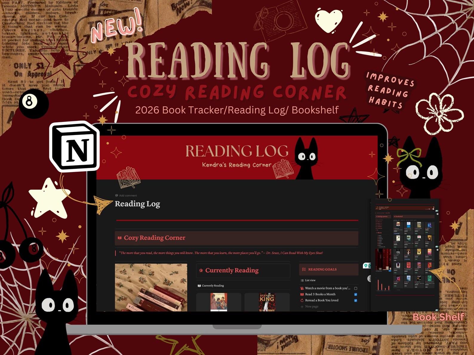Notion Reading Tracker Template: Book Log & Library (digital Download ...