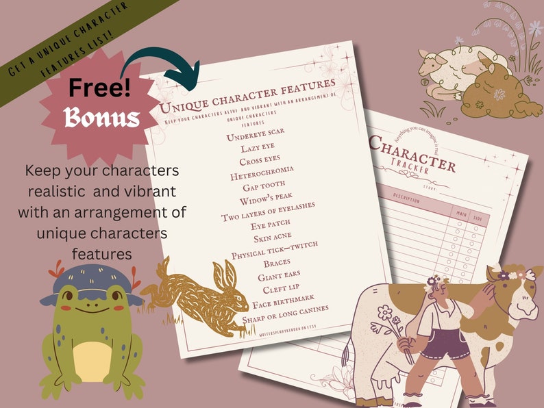 Character Tracker Aesthetic Writers Template Character - Etsy