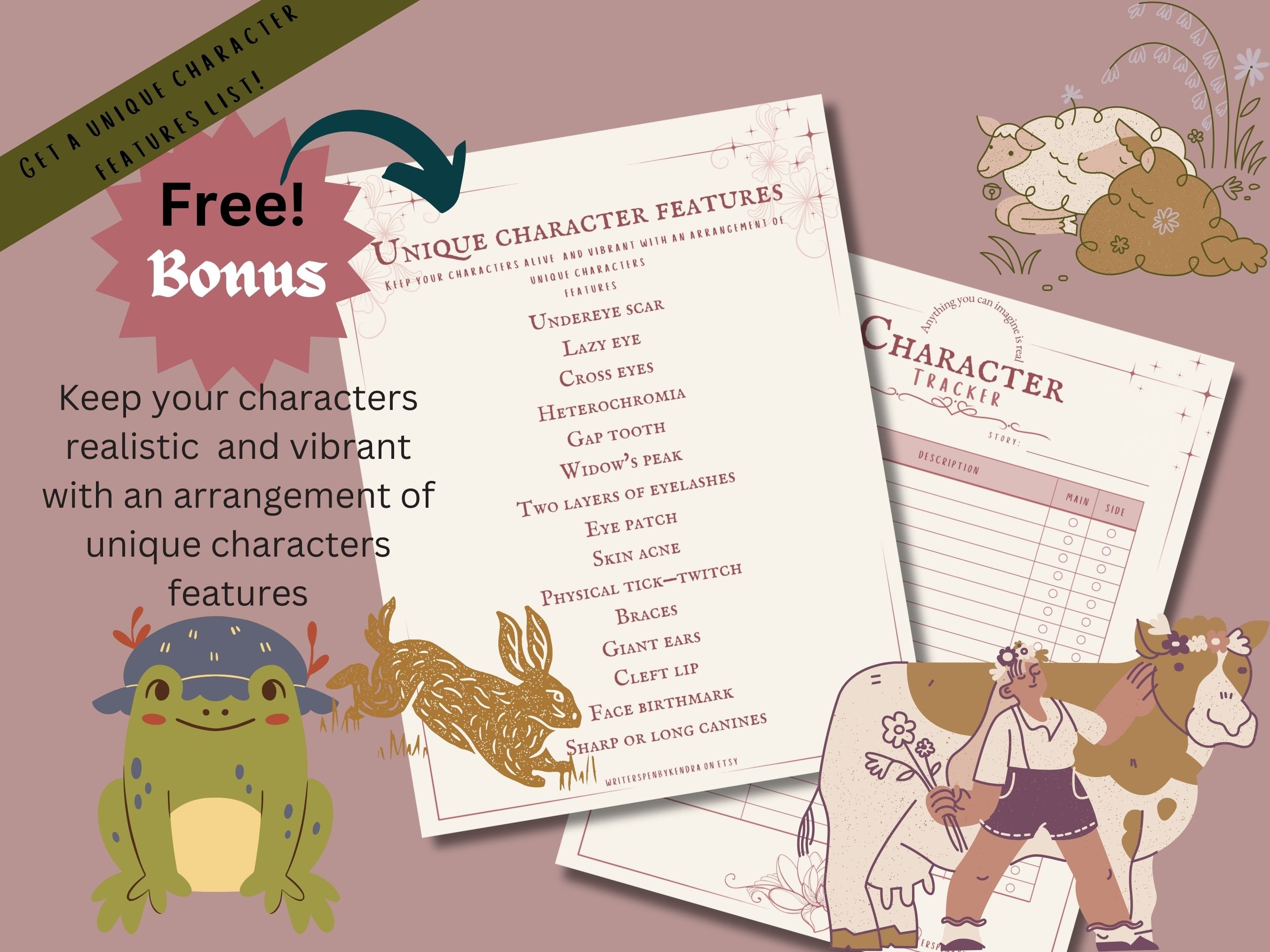 Character Tracker Aesthetic Writers Template Character - Etsy