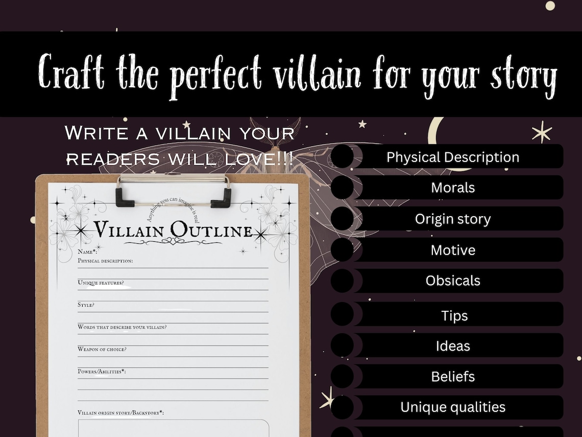 Villain Outline Villain Story Planner Worksheets, Novel Worksheets ...