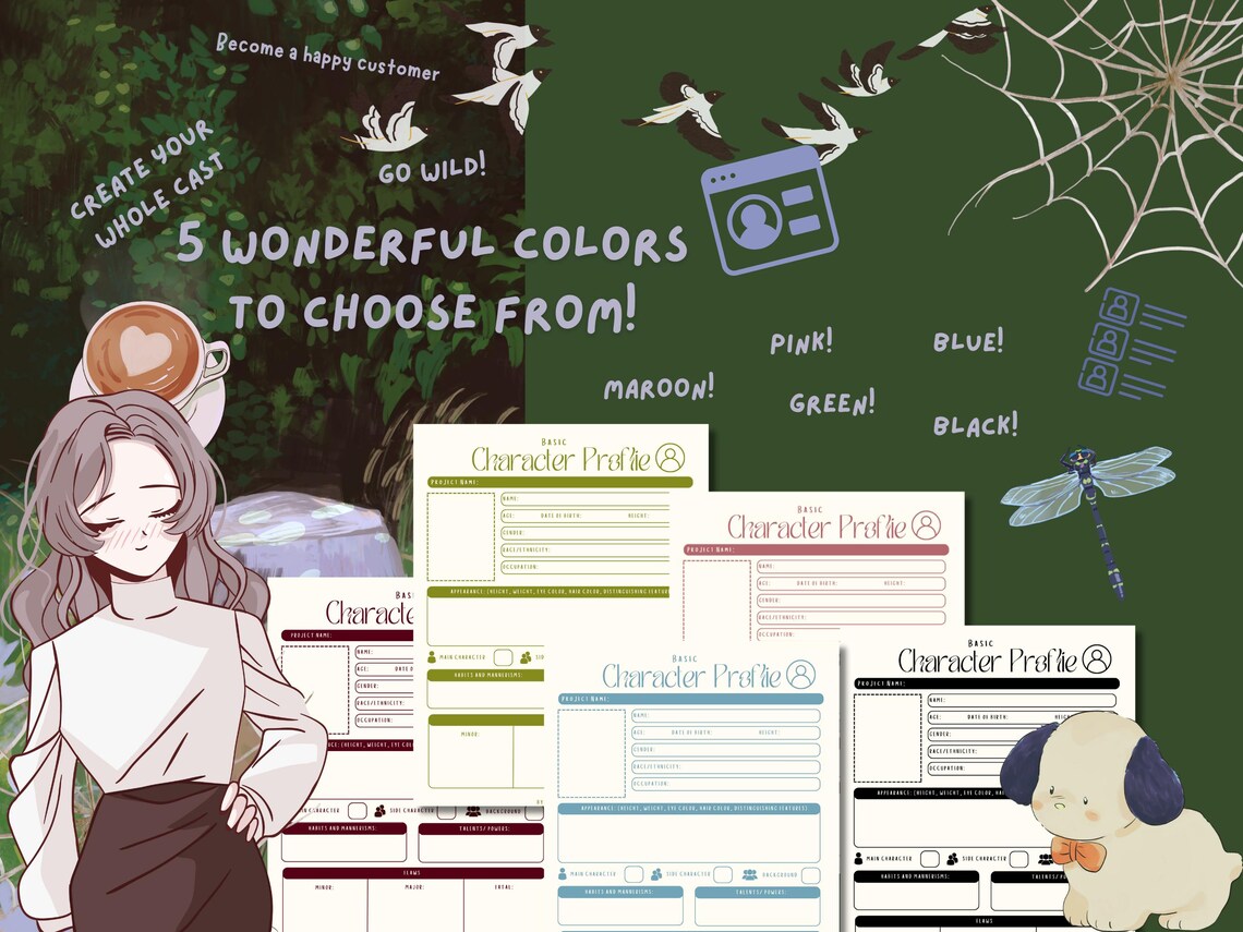 Character Profile Worksheets || Template for Writers - Printable and ...