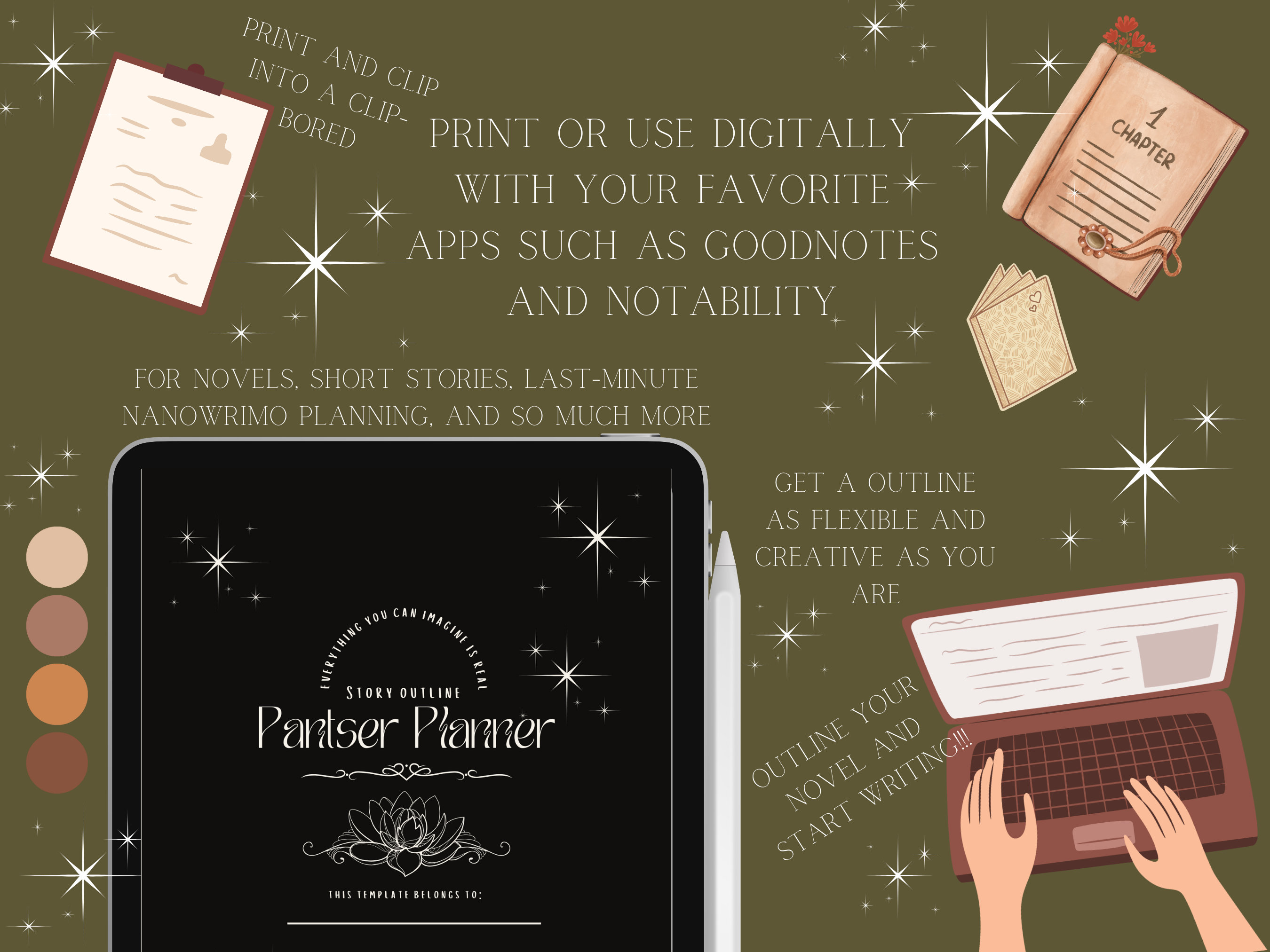 Pantser Planner: Novel Outline Template, Character Profile (PDF) - Etsy