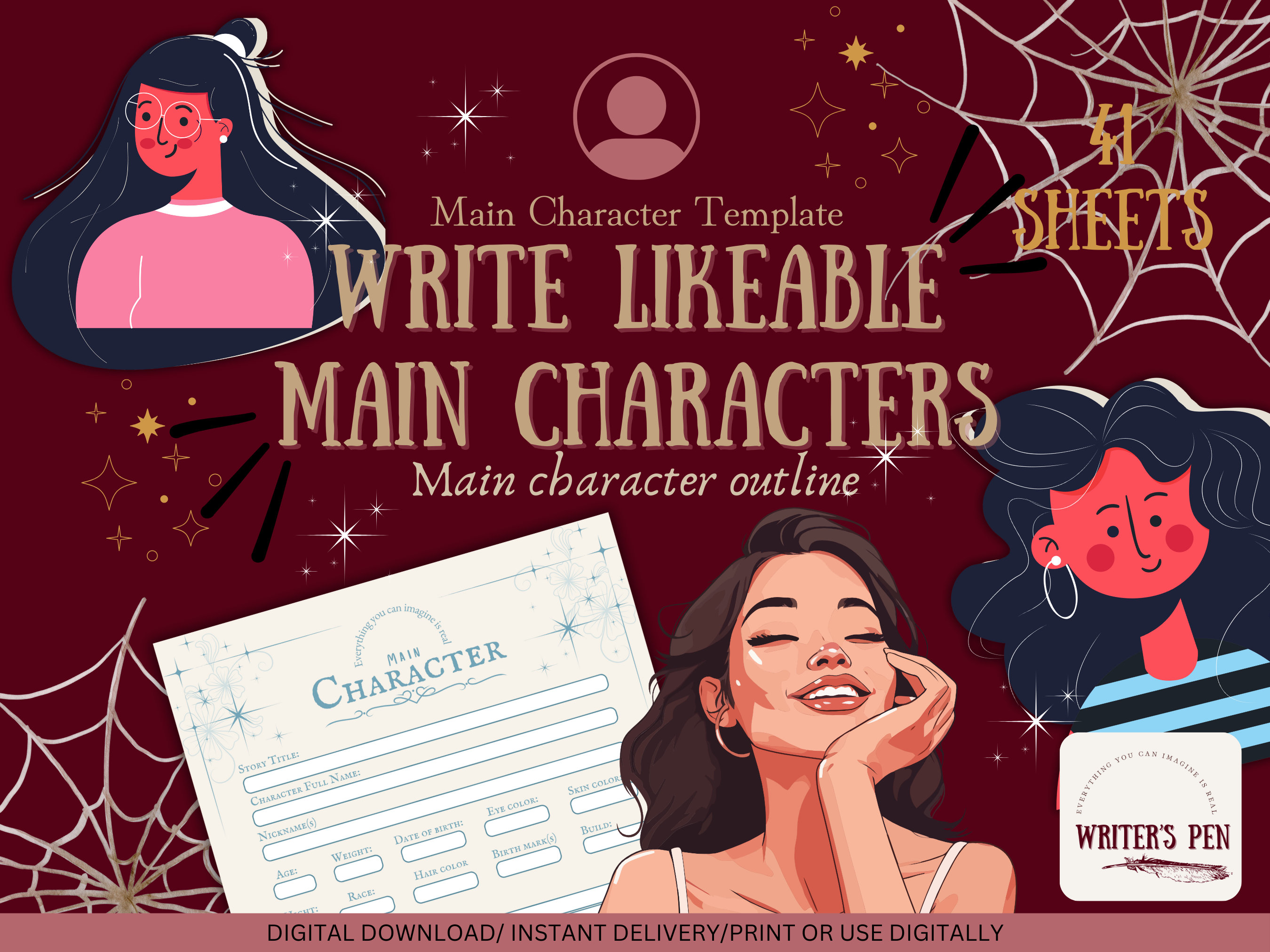 Main Character Worksheets Character Workbook, Digital or Printable ...