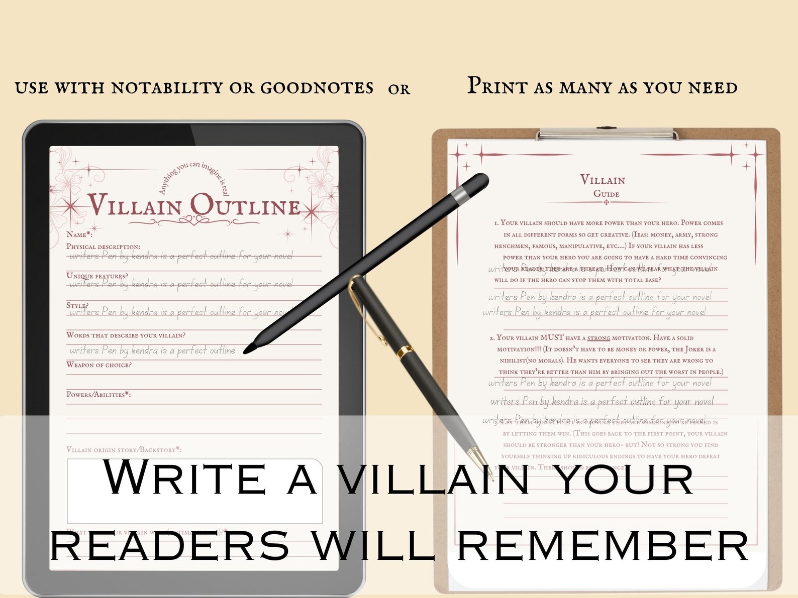Villain Story Planner Worksheets: Novel Workbook (digital Download) - Etsy