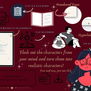 Main Character Worksheets Character Workbook, Digital or Printable ...