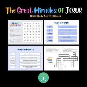 Miracles of Jesus Christian Teen Kid Crossword Puzzle Word Search ...