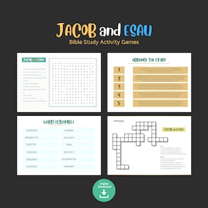 JACOB AND ESAU Christian Teen Kid Crossword Puzzle Wordsearch Children ...