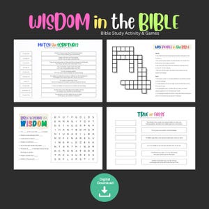 WISDOM Christian Teen Kid Crossword Puzzle Word Search Children Church ...