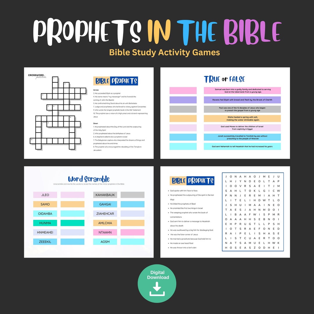 Prophets Bible Study Activity Sheet for Kids Teens Youth Church ...