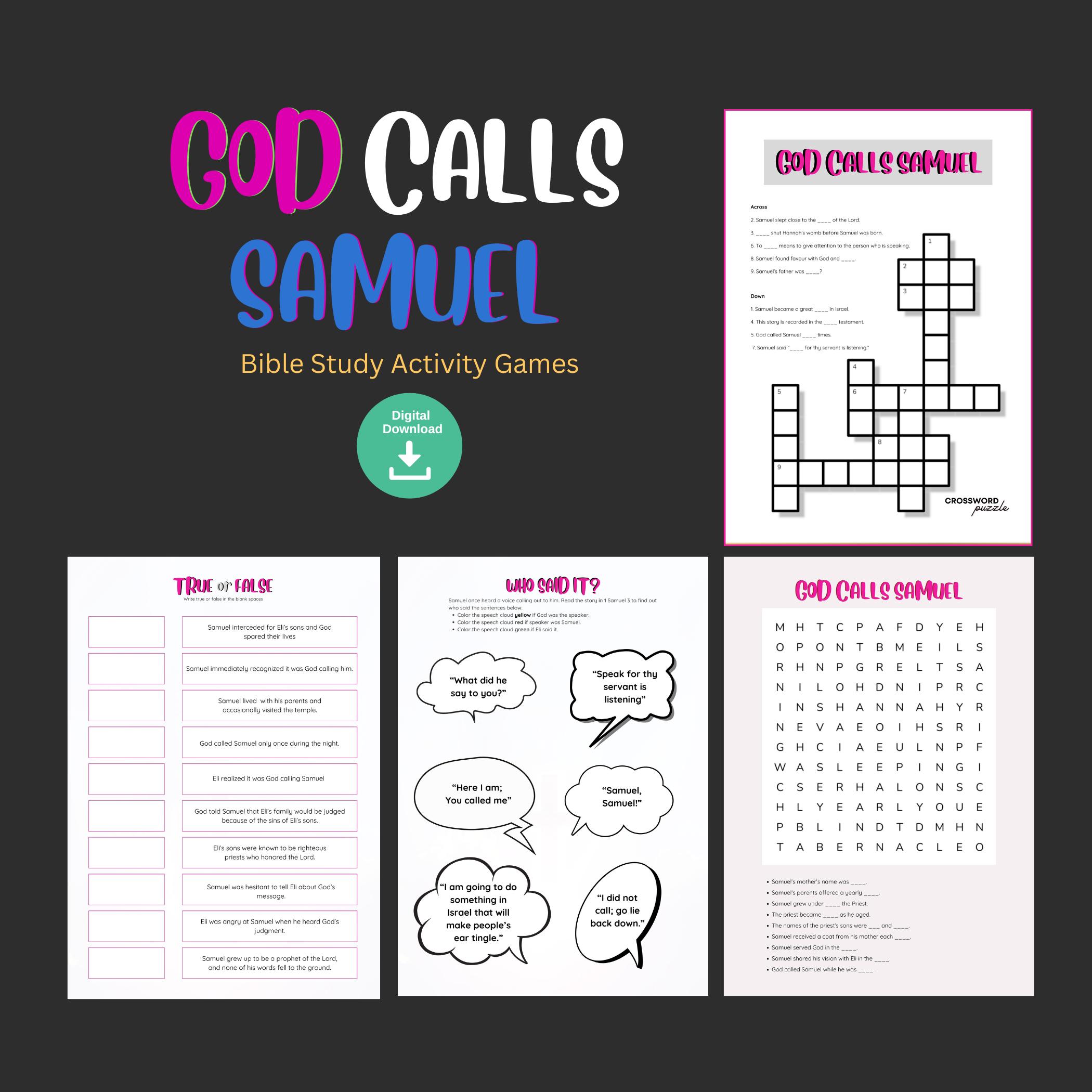 GOD CALLS SAMUEL Christian Teen Kid Crossword Puzzle Word Search ...
