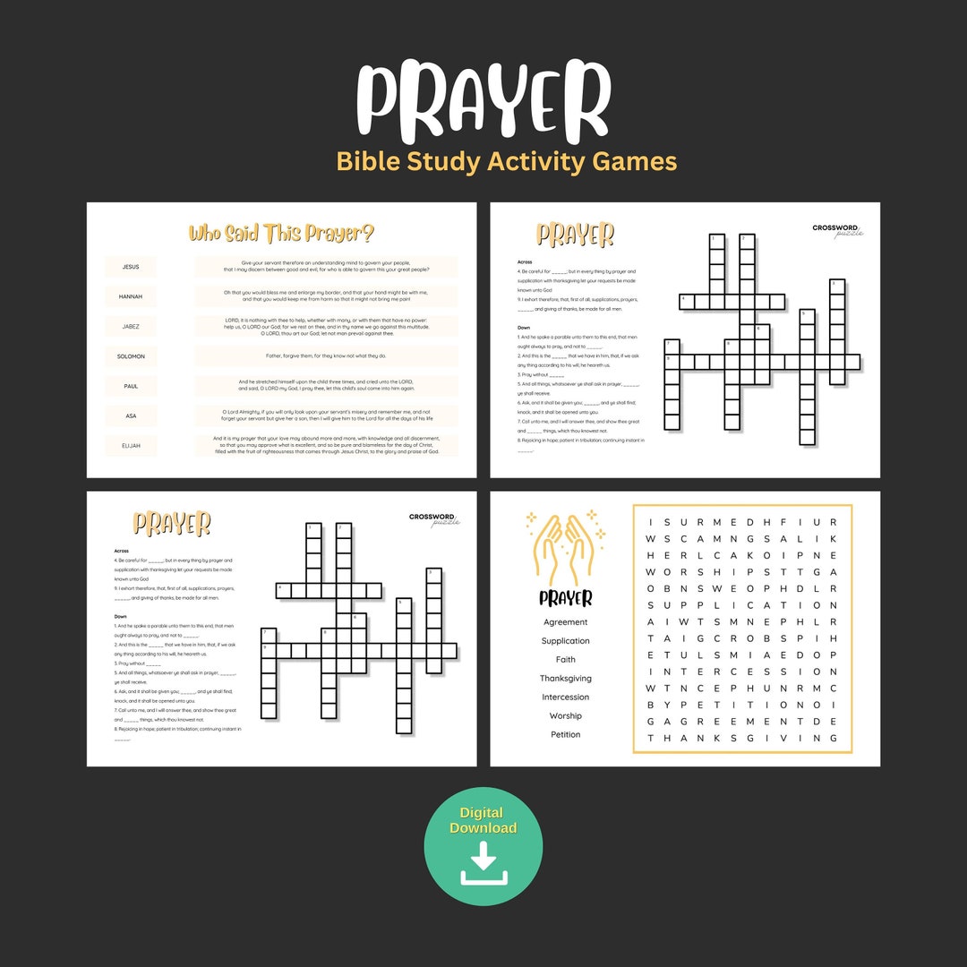 Prayer, Praying, How to Pray Printable Games Crossword Puzzle Word ...