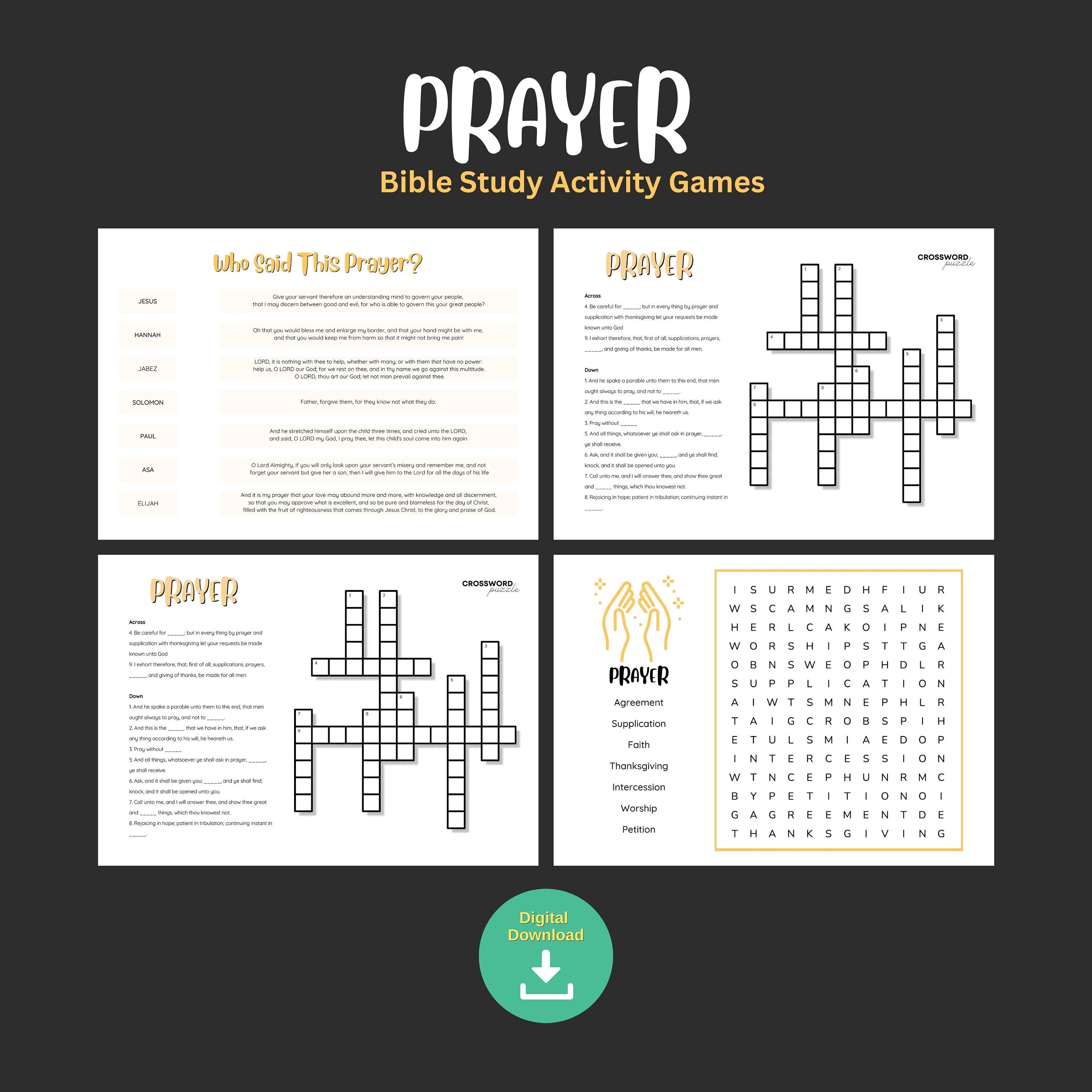 Prayer, Praying, How to Pray Printable Games Crossword Puzzle Word ...