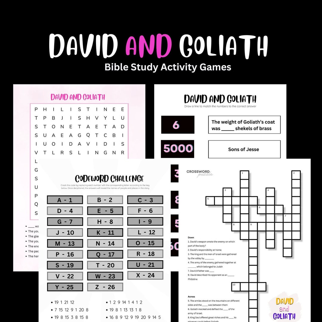 David Goliath Printable Christian Teen Kid Crossword Puzzle Word Search ...