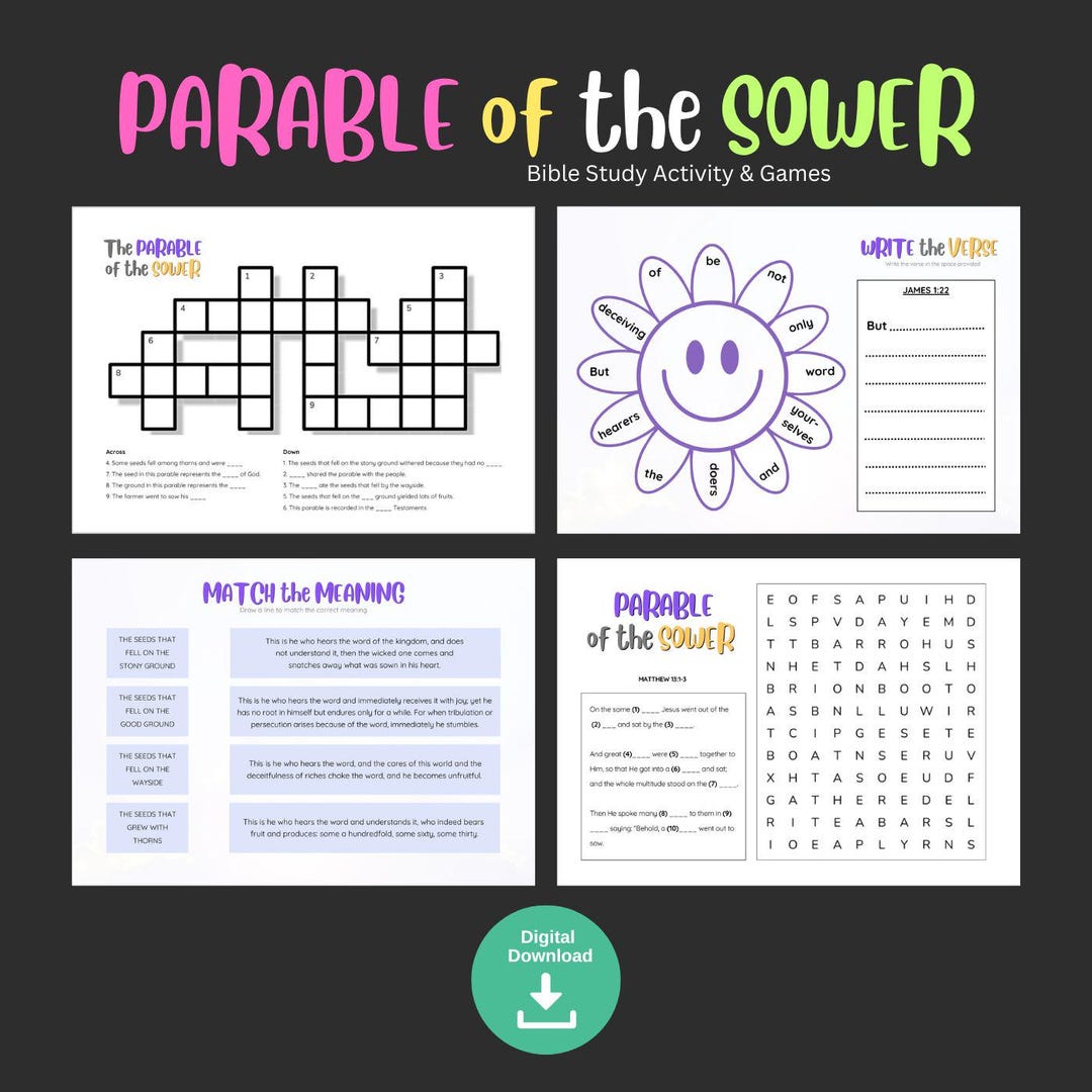Parable of the Sower Christian Bible Study Printable Quiz Game, Fun ...