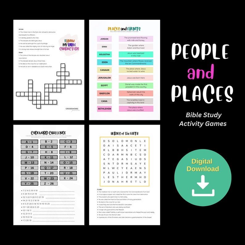 Bible Stories Printable Christian Teen Kid Crossword Puzzle Word Search ...