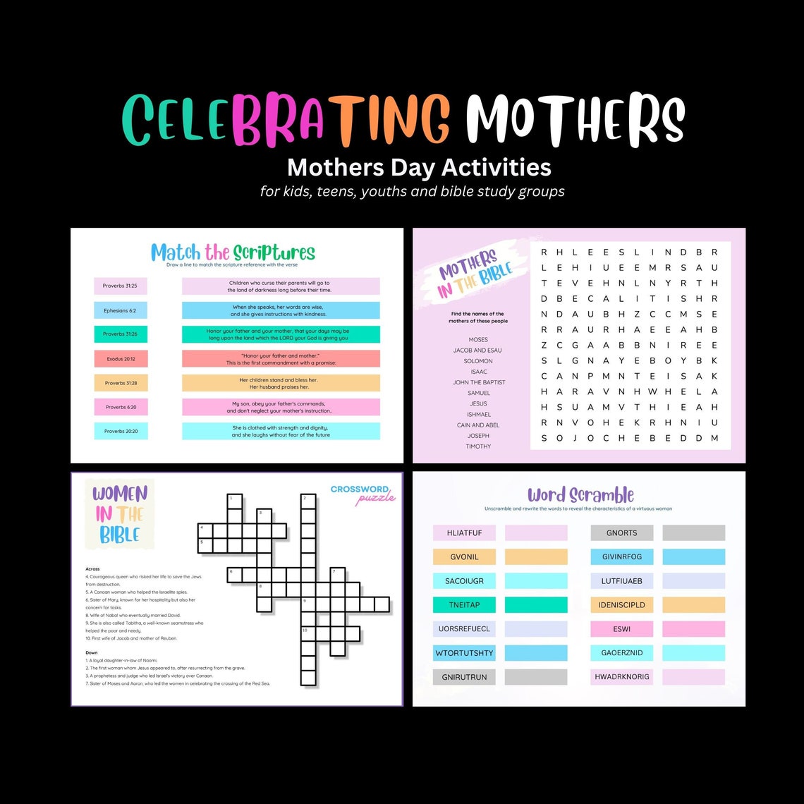 Mothers Day Printable Christian Teen Kid Quiz Games, Children Church ...