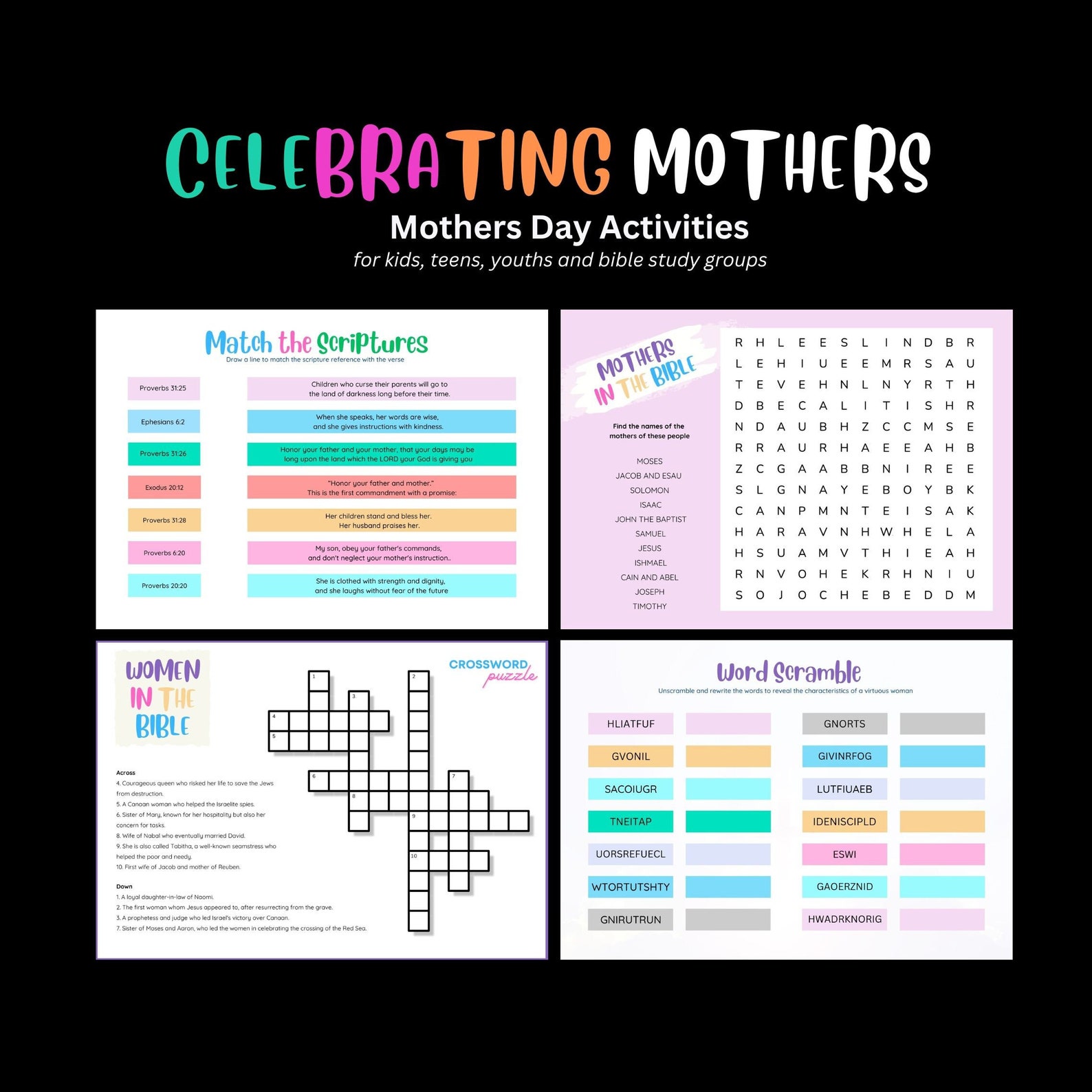 Mothers Day Printable Christian Teen Kid Quiz Games, Children Church ...