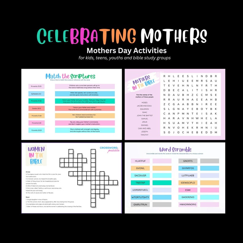 Mothers Day Printable Christian Teen Kid Quiz Games, Children Church ...