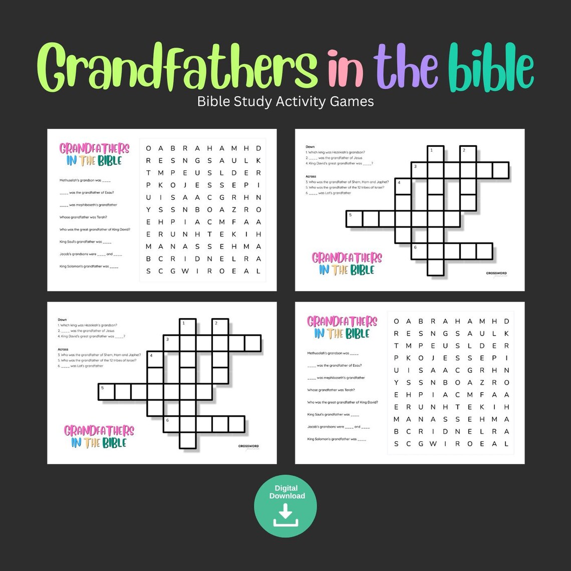 GRANDFATHERS in THE BIBLE Christian Printable Quiz Game, Fun Children ...