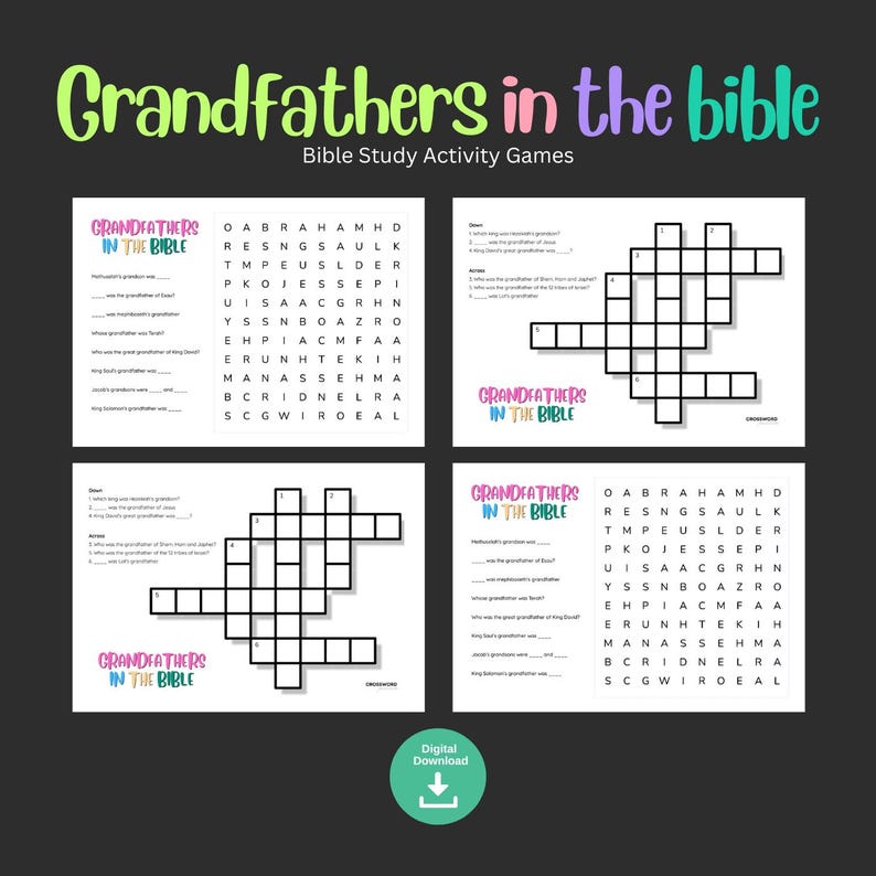 GRANDFATHERS in THE BIBLE Christian Printable Quiz Game, Fun Children ...