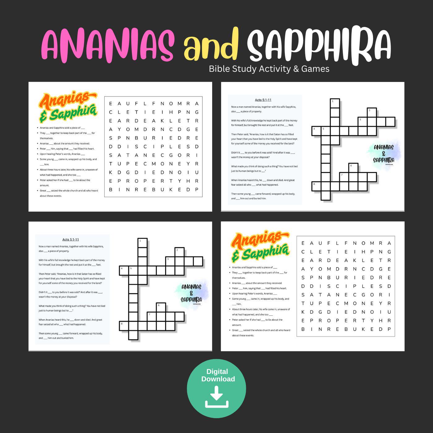 ANANIAS & SAPPHIRA Fun Game for Bible Study, Youth Group Activity ...