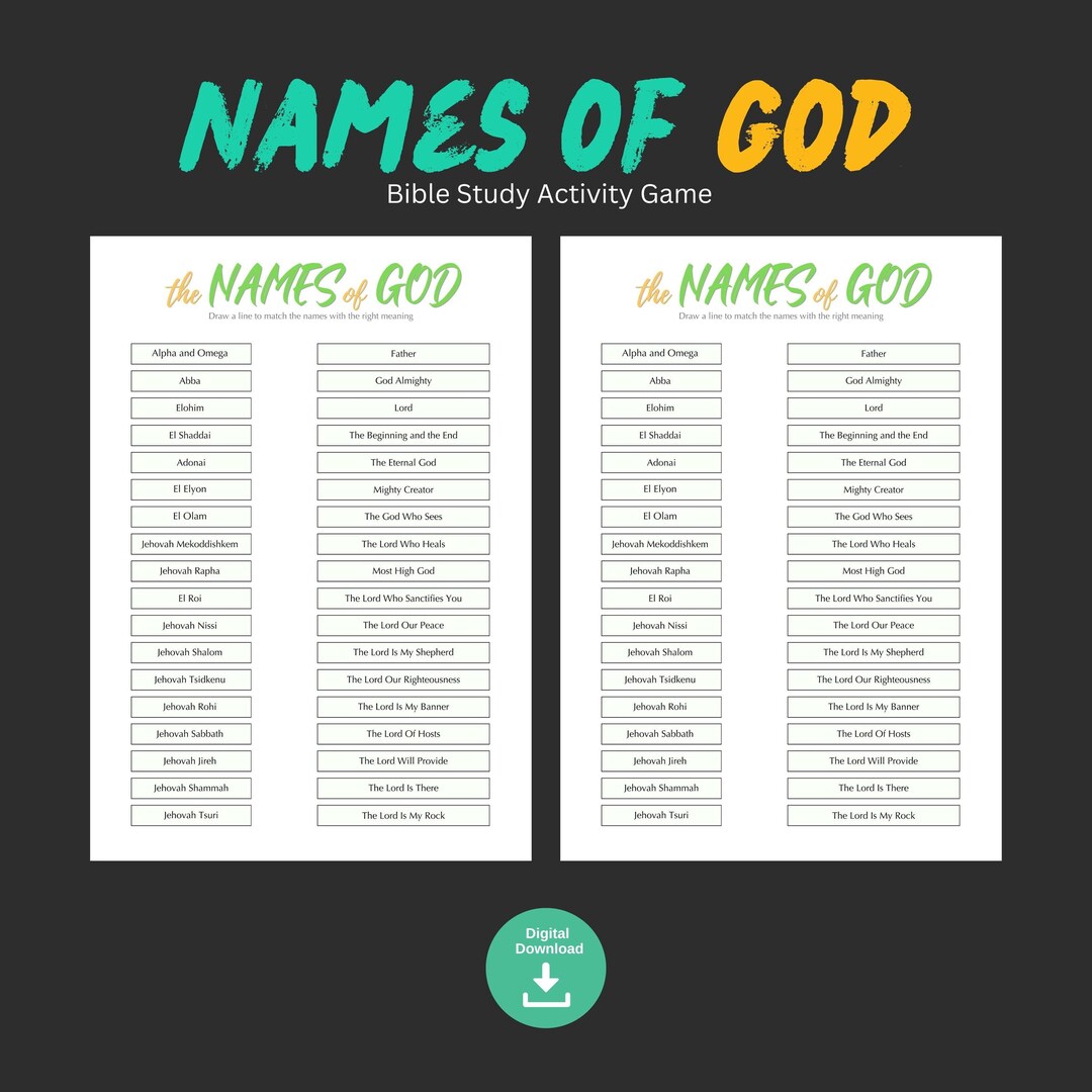 NAMES OF GOD Christian Bible Study Printable Quiz Game, Fun Children ...