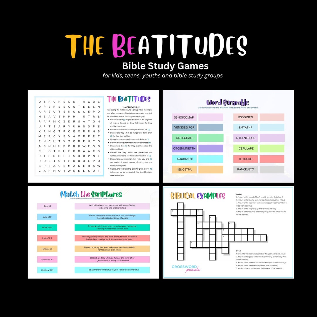 The Beatitudes Christian Bible Study Printable Quiz Game, Fun Children ...