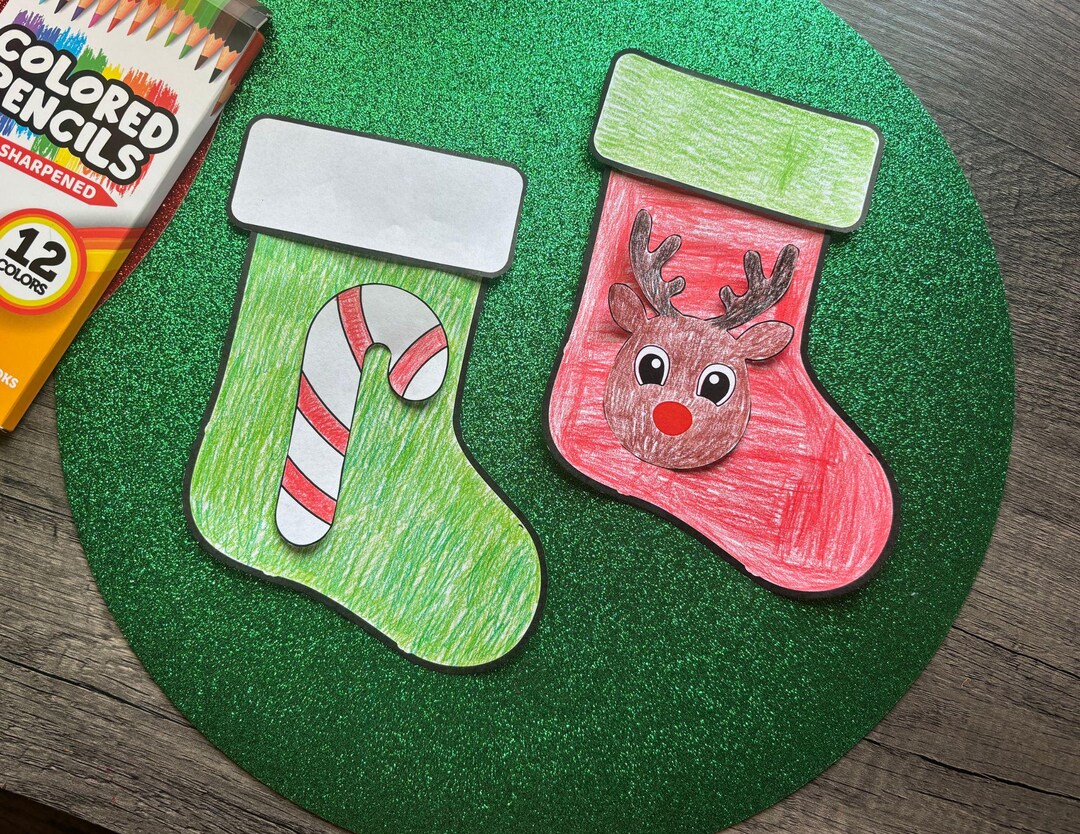 Christmas Craft for Kids, Stockings Coloring Page, Stocking Craft ...