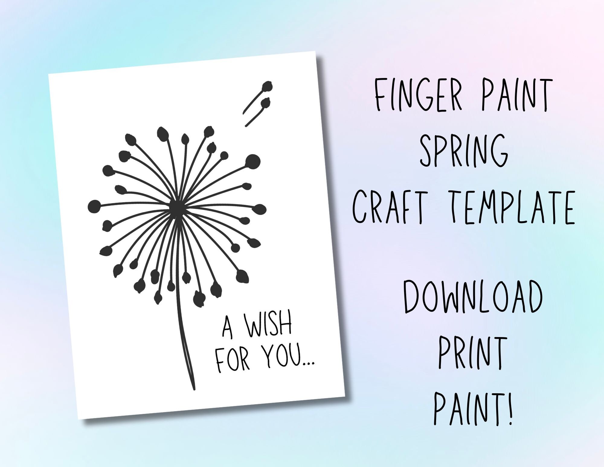 Dandelion Spring/summer Craft Template, Finger Paint Dandelion, Spring ...