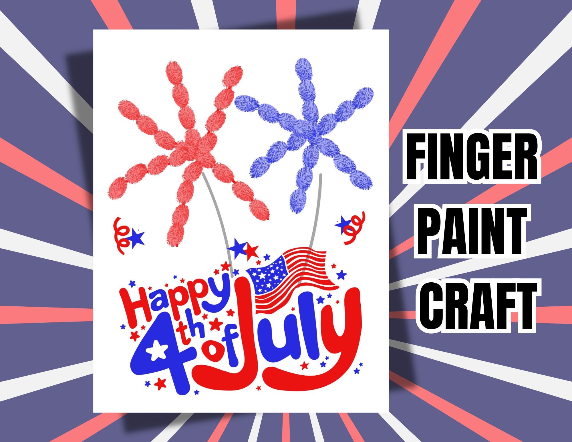 4th of July Finger Paint Craft, Simple Independence Day Craft for Kids ...
