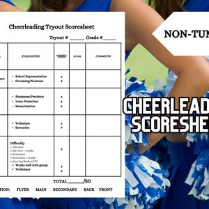 Printable Cheerleading NON-TUMBLE Tryout Scoresheet. Instant Download for Cheer Coach, Team ...