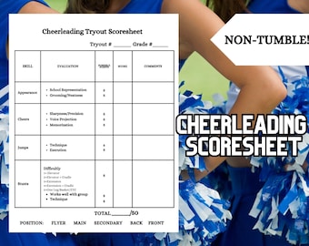 Printable Cheerleading Tryout Score Sheet. Instant Download Template for Cheer Coach, Team ...