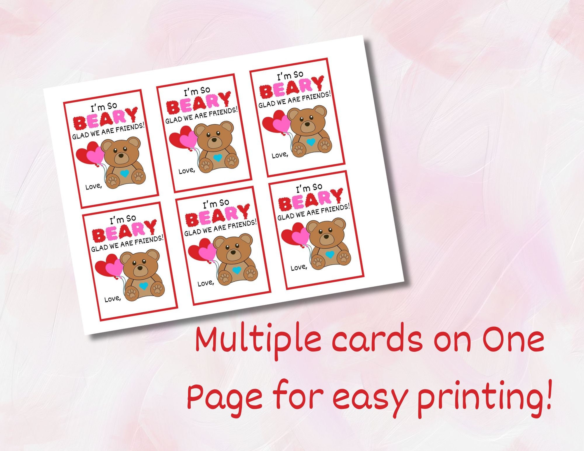 Beary Glad We Are Friends Valentine Cards, Gummy Bear Valentine, Teddy ...