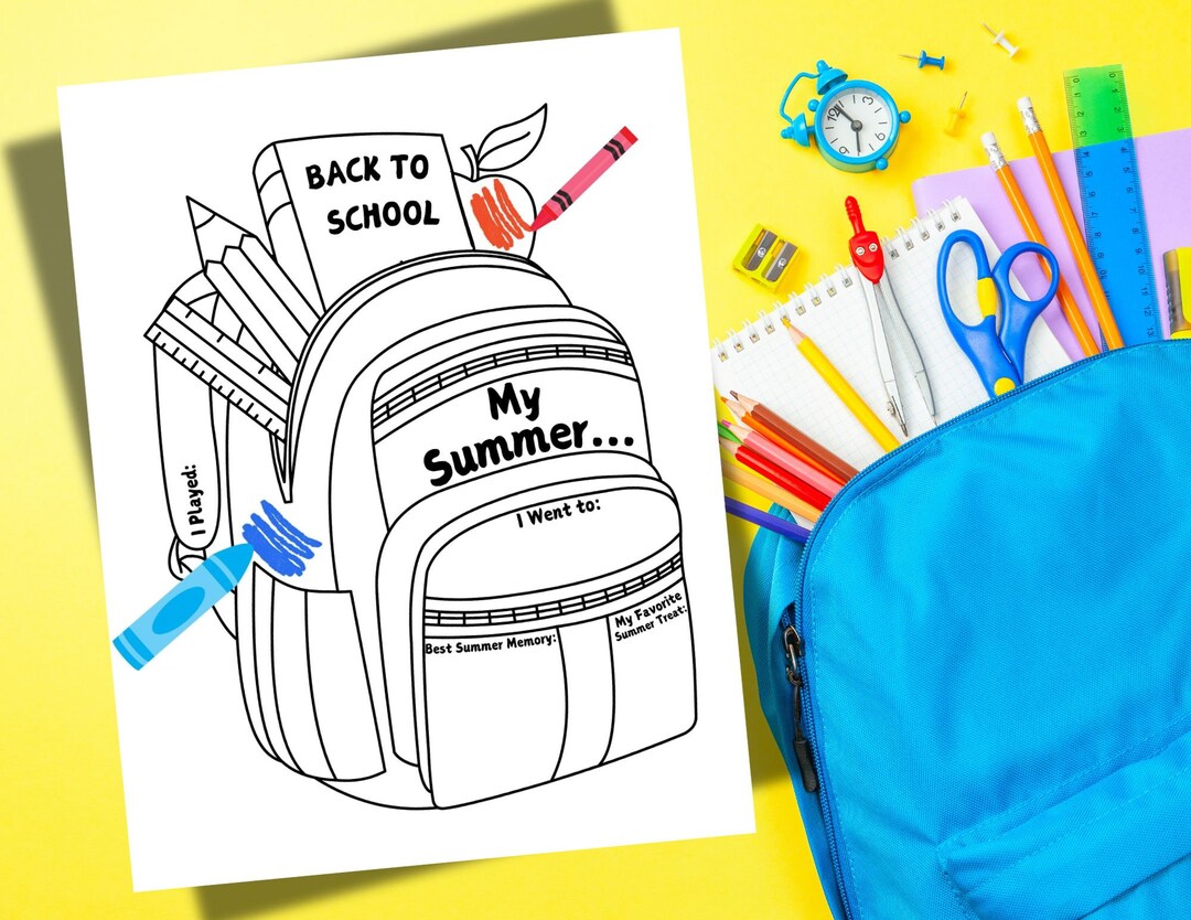 Back to School Coloring Page, All About Summer Vacation, Back to School ...