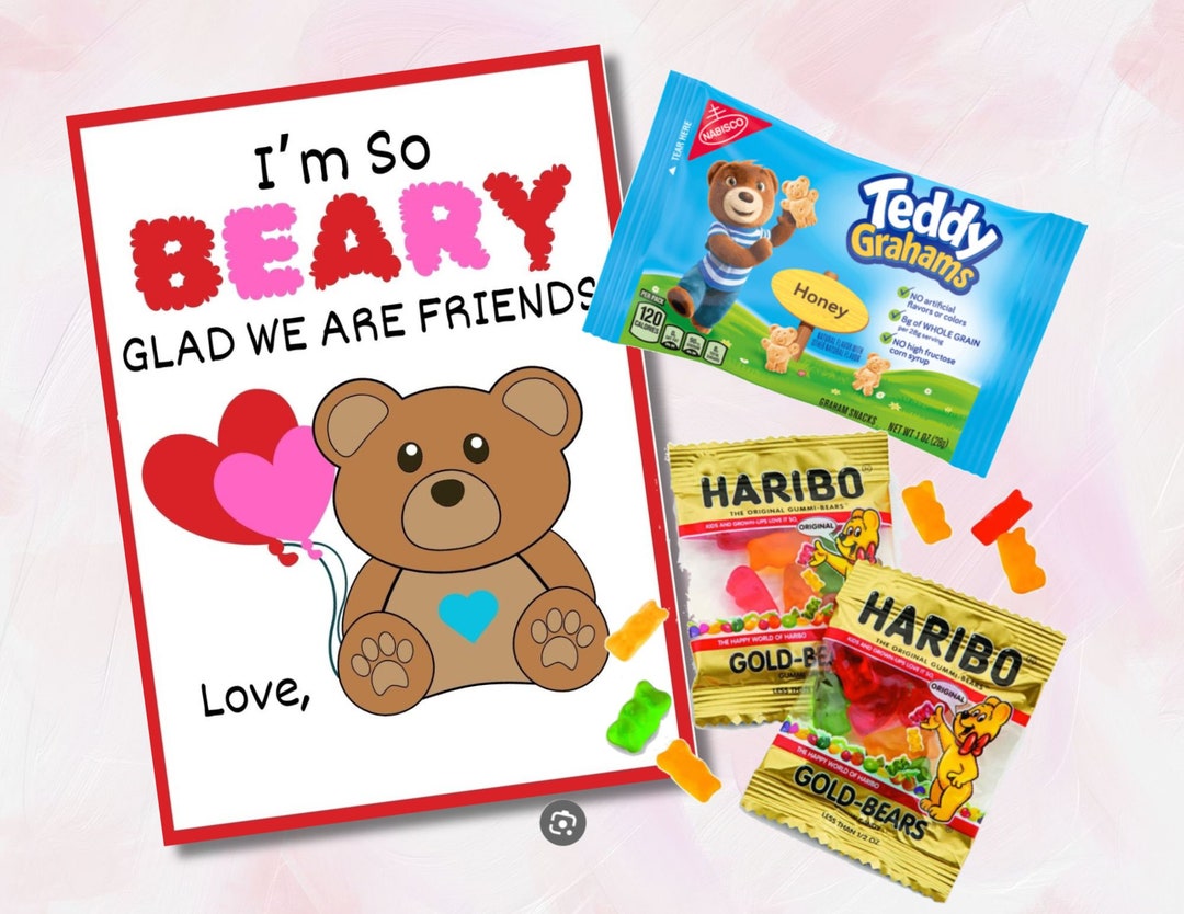 Beary Glad We Are Friends Valentine Cards, Gummy Bear Valentine, Teddy ...