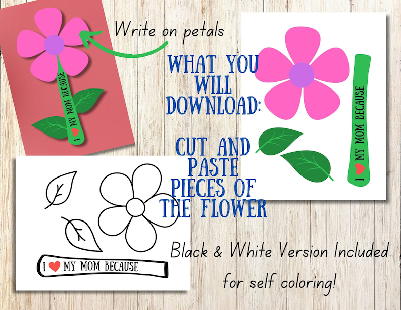 Mother's Day Flower Craft, Flower Template, Mother's Day Craft for ...