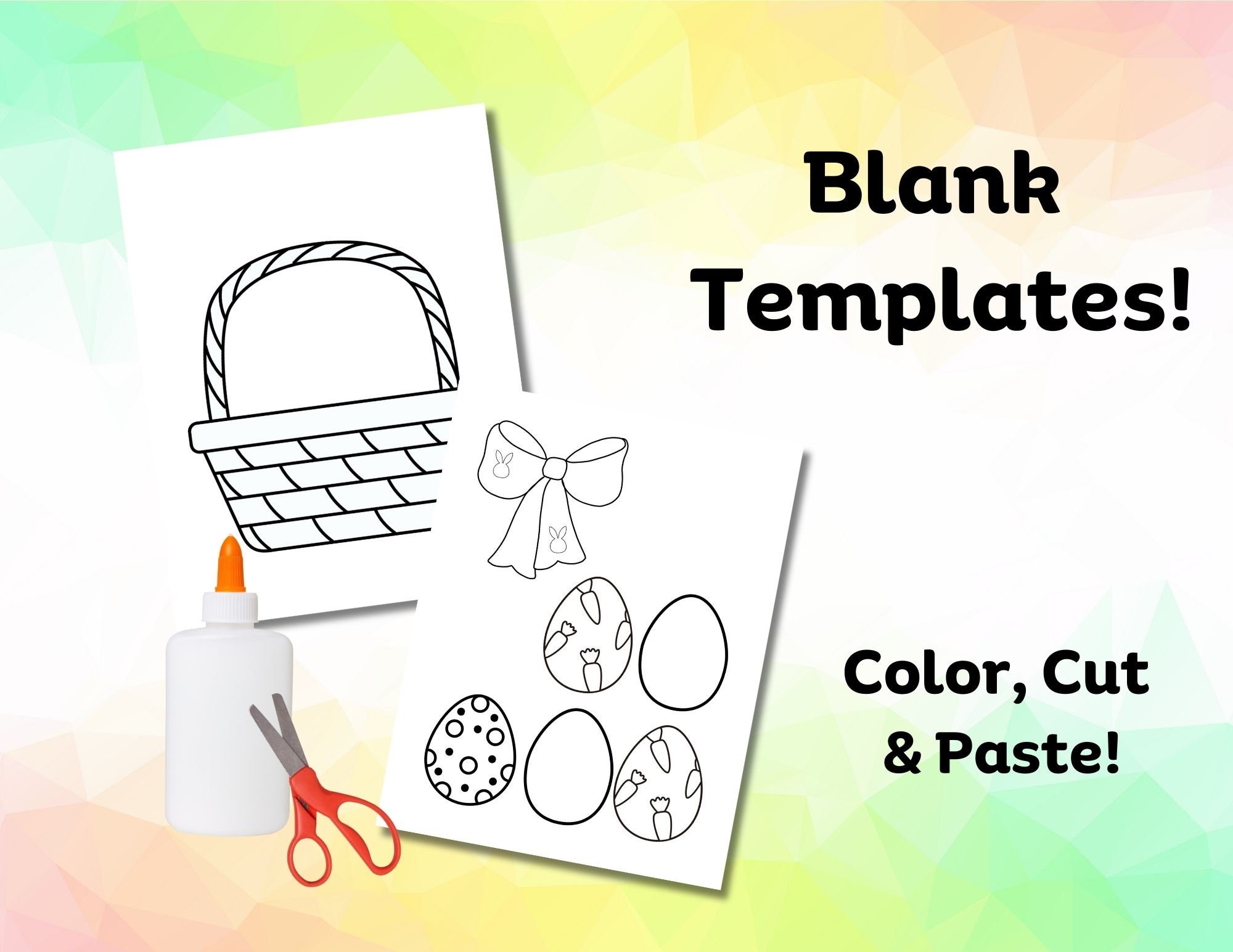 Easter Craft Template, Easter Egg Coloring Page, Easy, Simple Easter ...