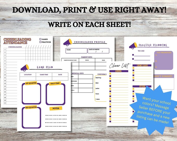 Printable Cheer Season Attendance Sheet Instant Download Template ...