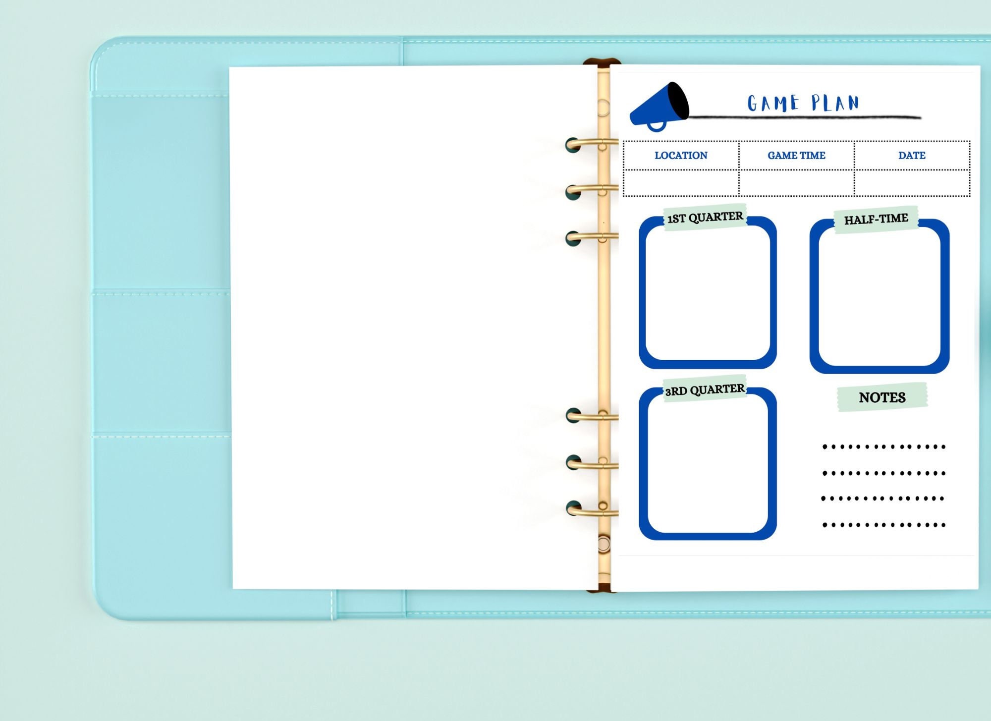 Printable Cheerleading Game Planner. Instant Download Template for ...