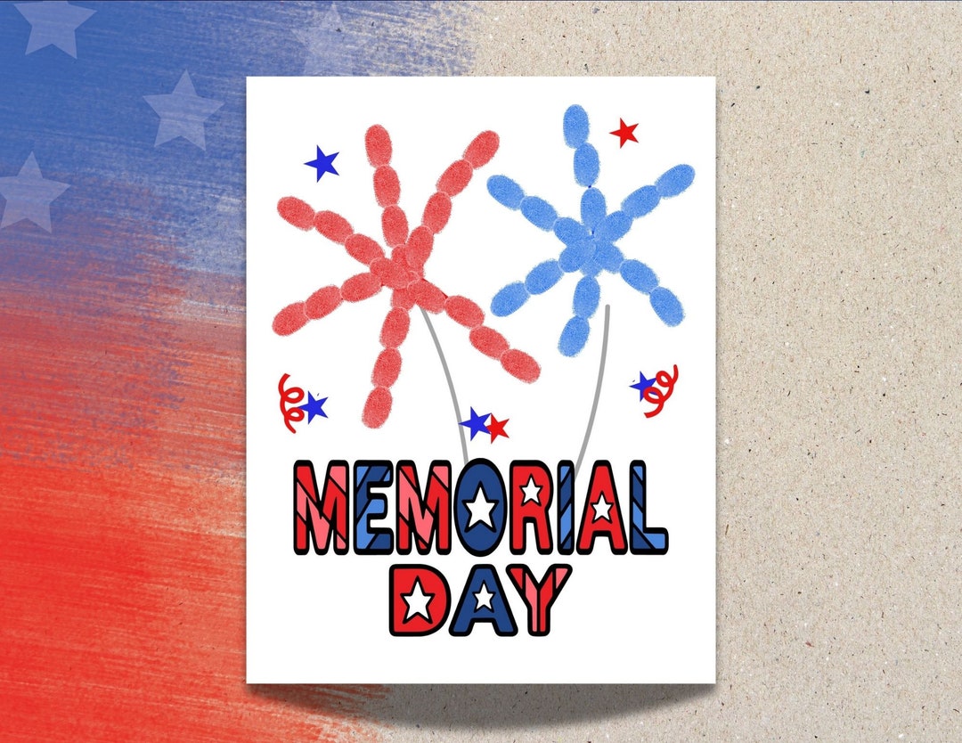 Memorial Day Finger Paint Craft, Simple DYI Memorial Day Craft, Finger ...