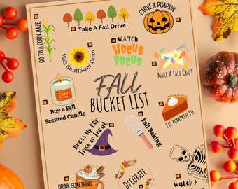 Halloween/fall Family Bucket List for Autumn - Printable Checklist ...