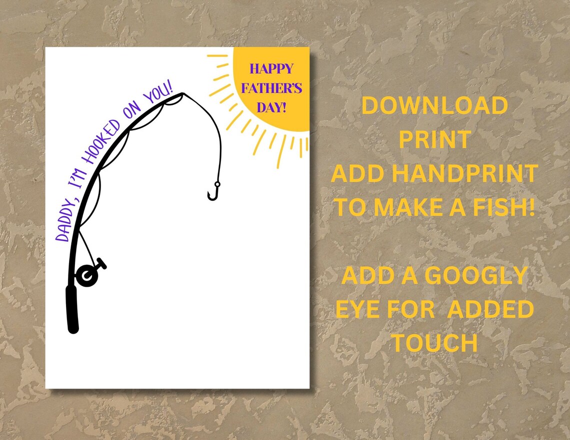 Hooked on Daddy Handprint Craft, Easy Father's Day Card From Kids ...